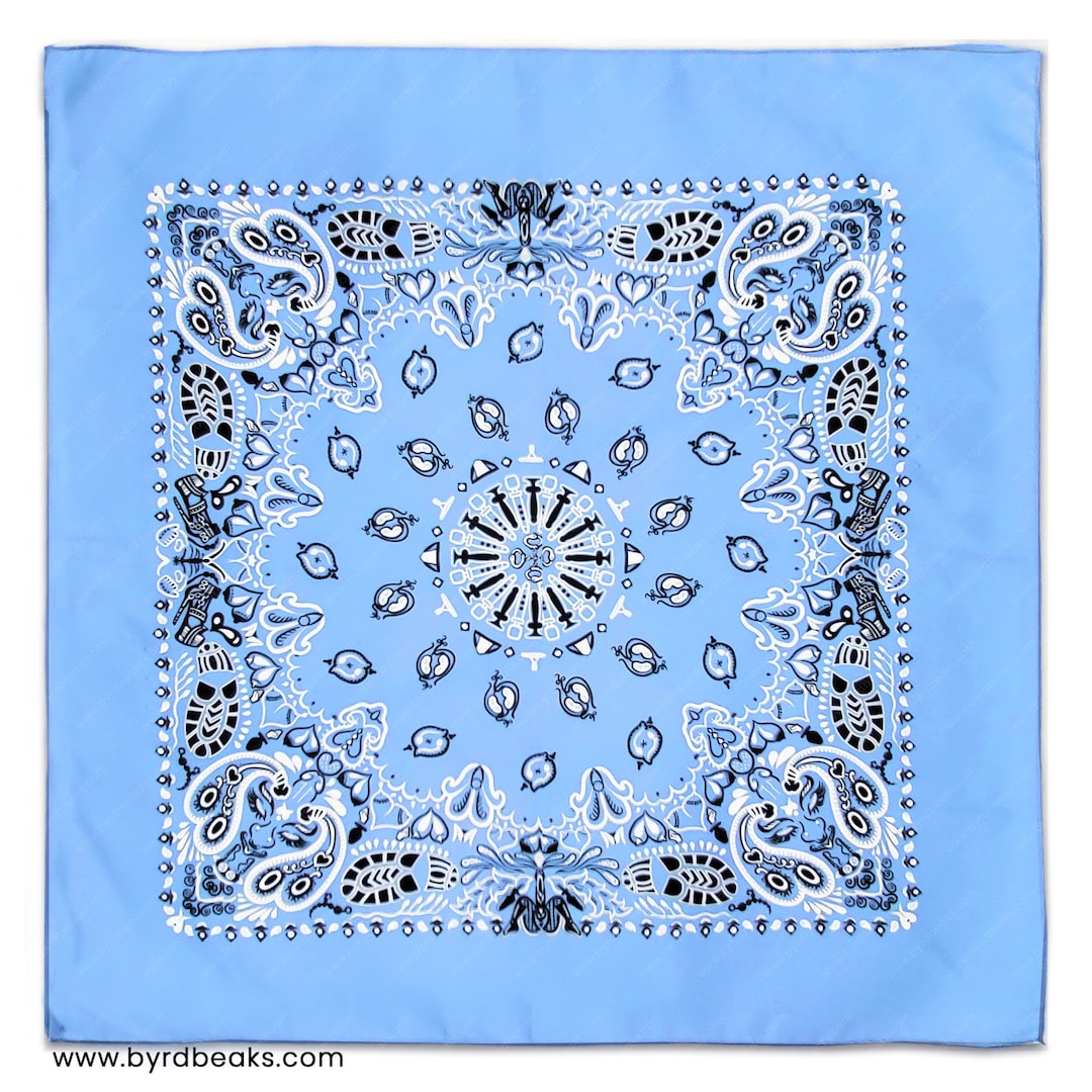 Light Blue Naughty Paisley Bandana - Etsy