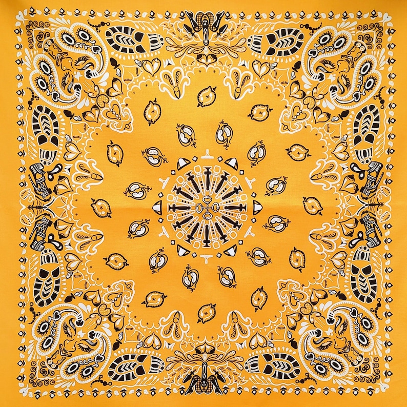 Yellow Naughty Paisley Bandana - Etsy