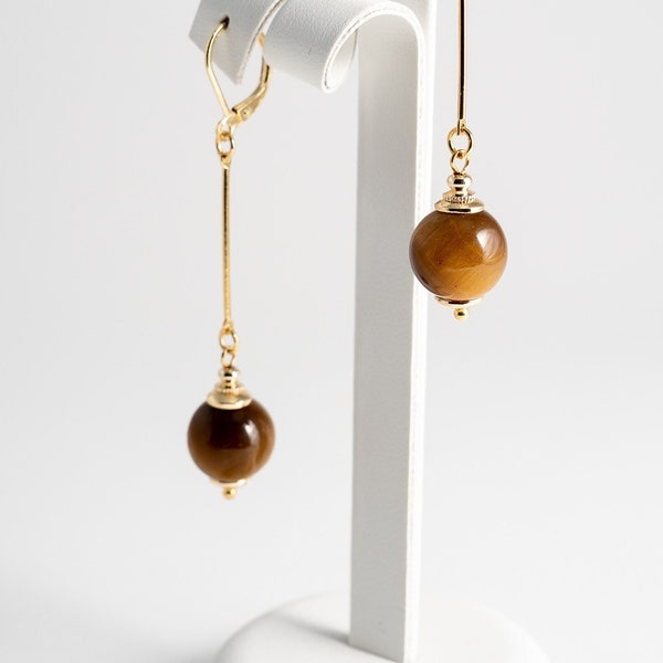 Tiger Eye Teardrop Earrings - Etsy