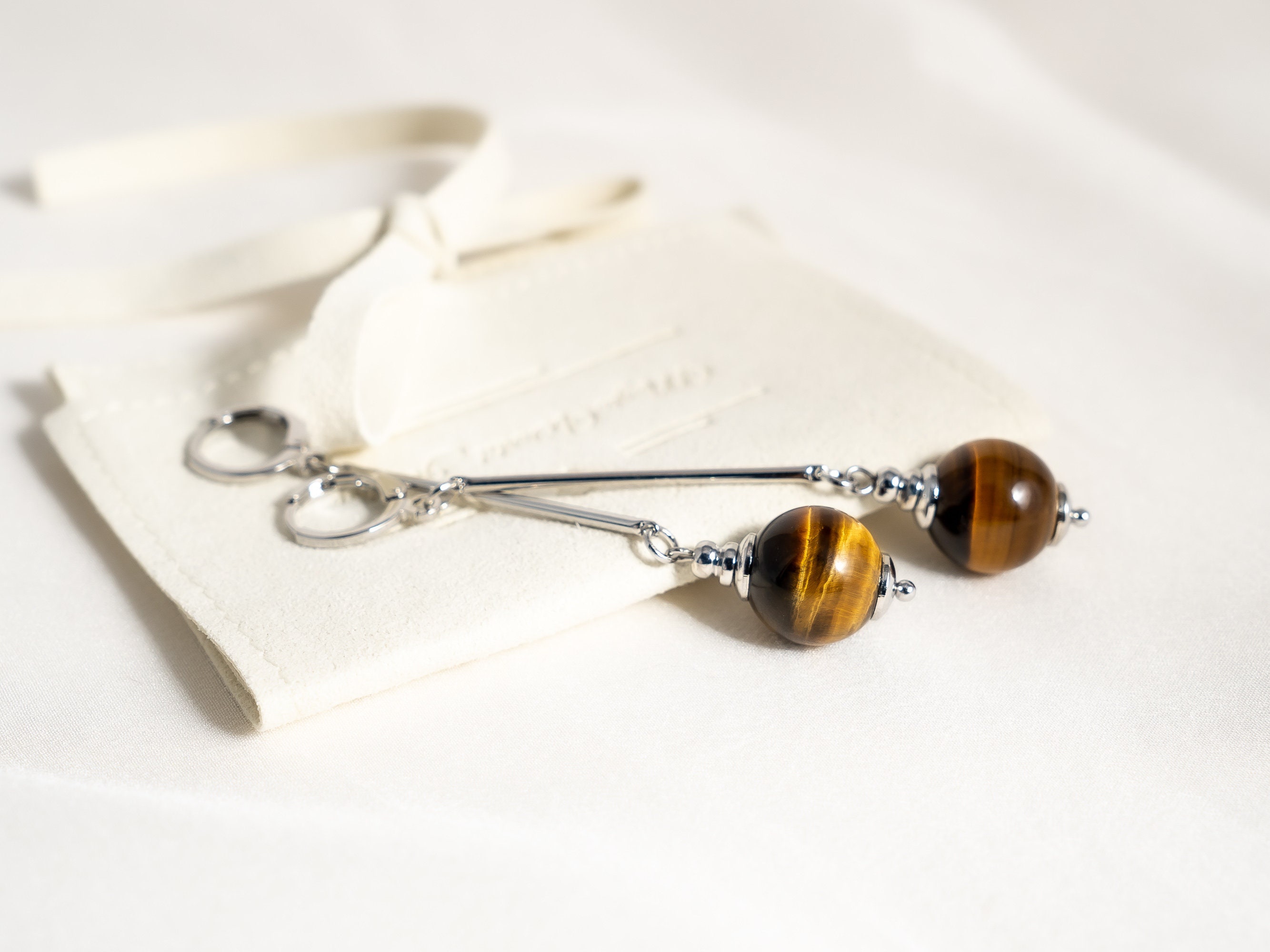 Tigers Eye Earrings. Dangle Gemstone Earrings. Long Yellow Tiger Eye ...