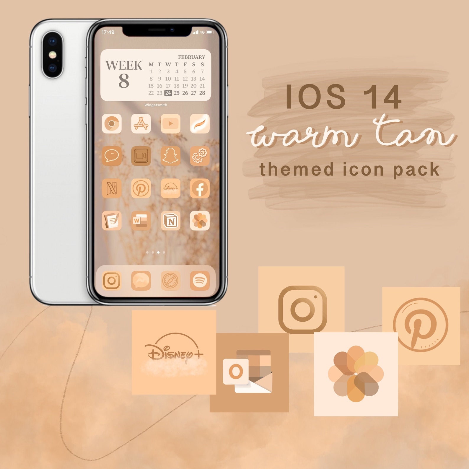 Warm Tan App Icon Pack IOS 14 Aesthetic Bronze App Icons - Etsy