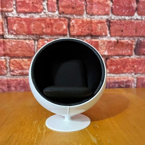 1:12 Scale Miniature Mid Century Modern Ball Chair, Egg Chair Designer ...