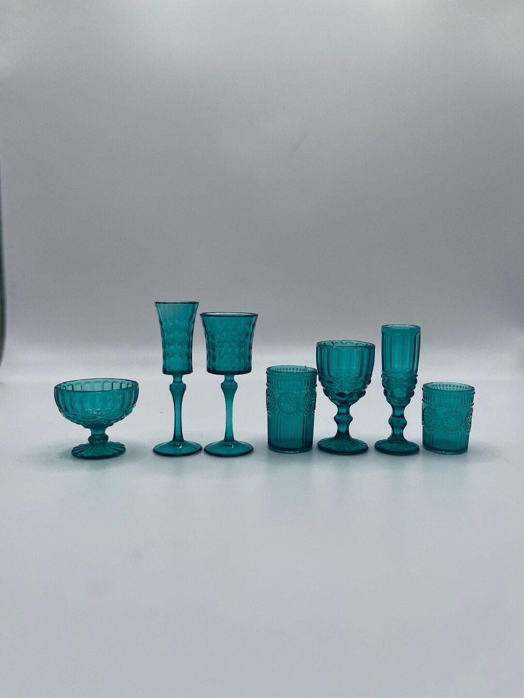 1:6 Scale Miniature - Set of 7 - Decanter, Champagne Flute, Rocks ...