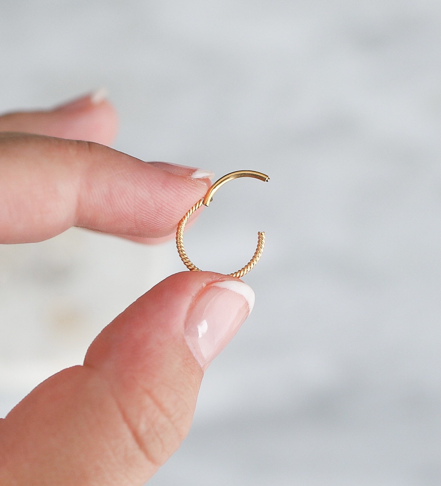 Dainty Conch Hoop Minimalistic Thin Hoop Cartilage Hoop 316 | Etsy