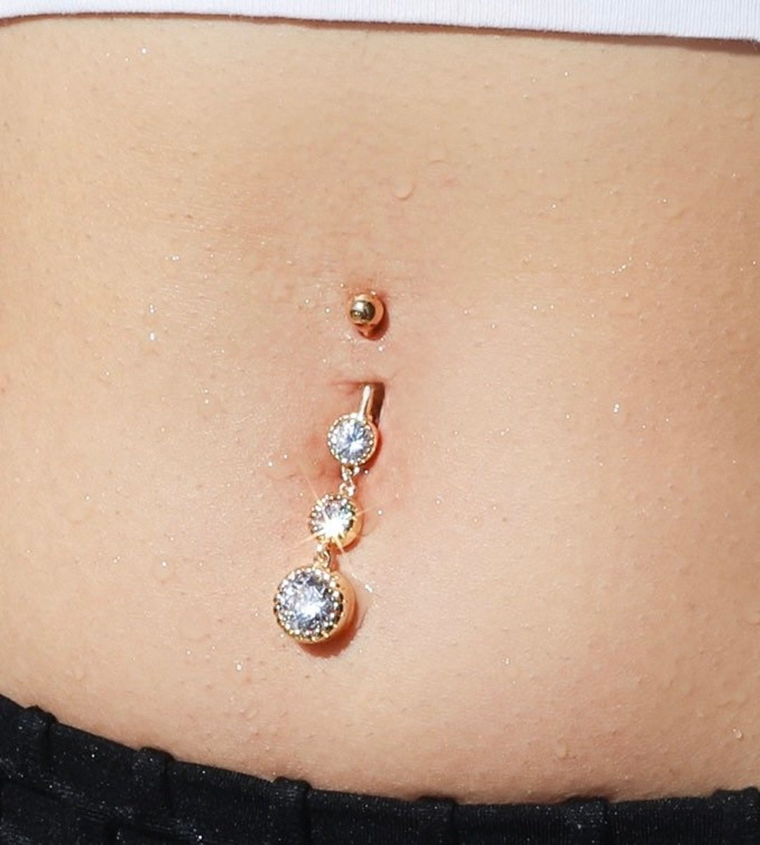 Dangling Diamond Belly Ring, Navel Ring, Diamond Navel Ring - Etsy