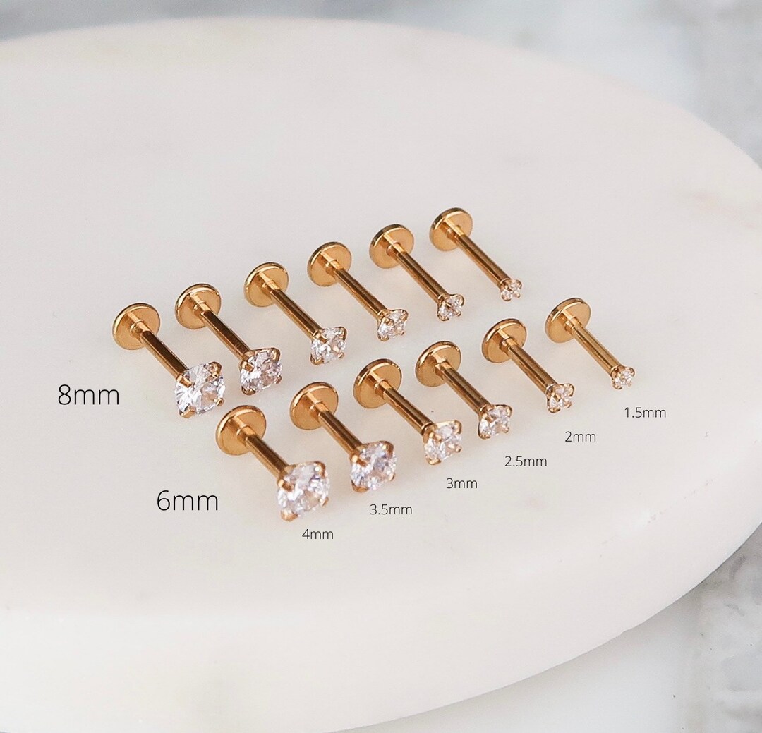 16g Diamond Flat Backs, Labret Stud, Tragus Stud, Lobe Stud, Cartilage ...