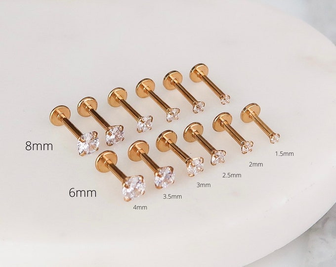 14K Solid Gold Daisy Ear Piercing | Flower CZ Piercing | Snow Flake ...