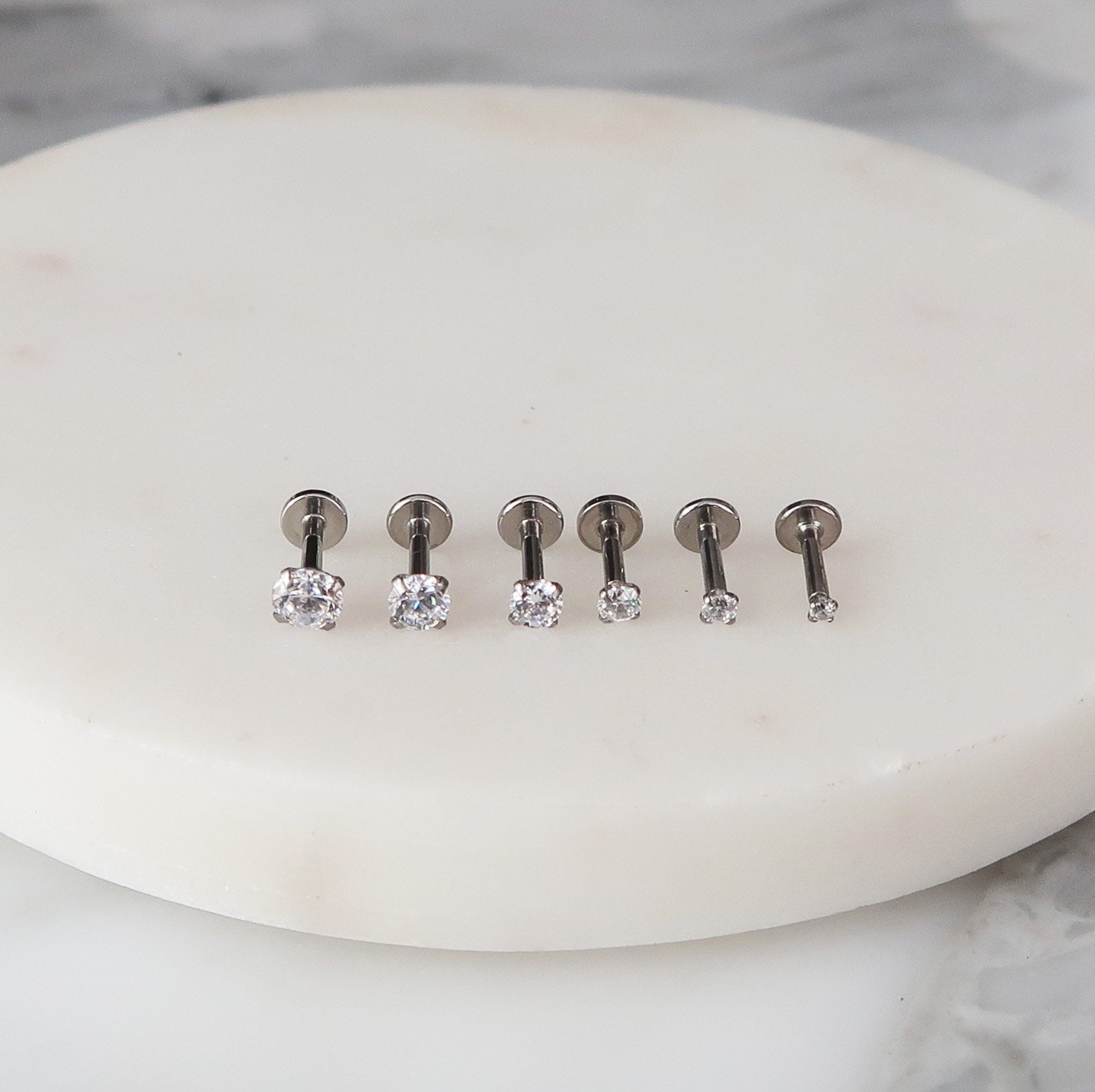 16g Diamond Flat Backs Labret Stud Tragus Stud Lobe Stud | Etsy