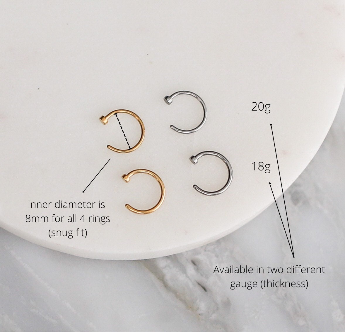 Gold/silver Snug Nose Ring Hoop Piercing Jewelry - Etsy