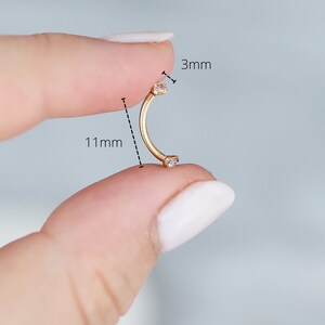 Gold/silver Diamond Rook Piercing Curved Barbell, Cubic Zirconia Rook ...