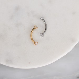 Gold/silver Diamond Rook Piercing Curved Barbell, Cubic Zirconia Rook ...