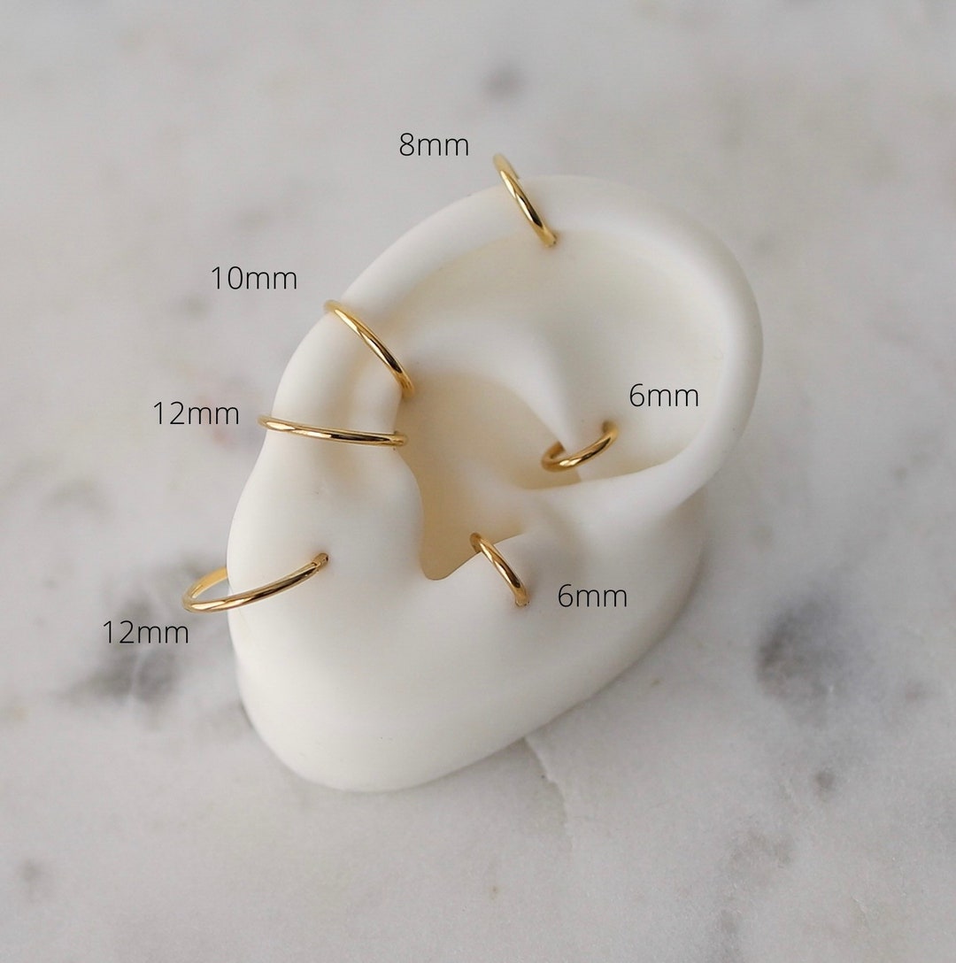 Dainty Plain Cartilage Hoop/sleeper, Gold or Silver Huggie, Conch ...