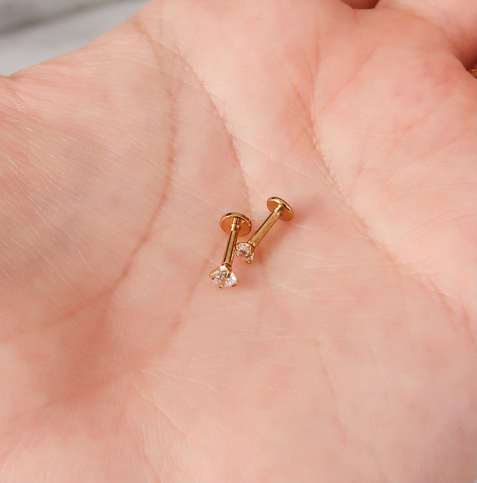 16g Diamond Flat Backs Labret Stud Tragus Stud Lobe Stud | Etsy