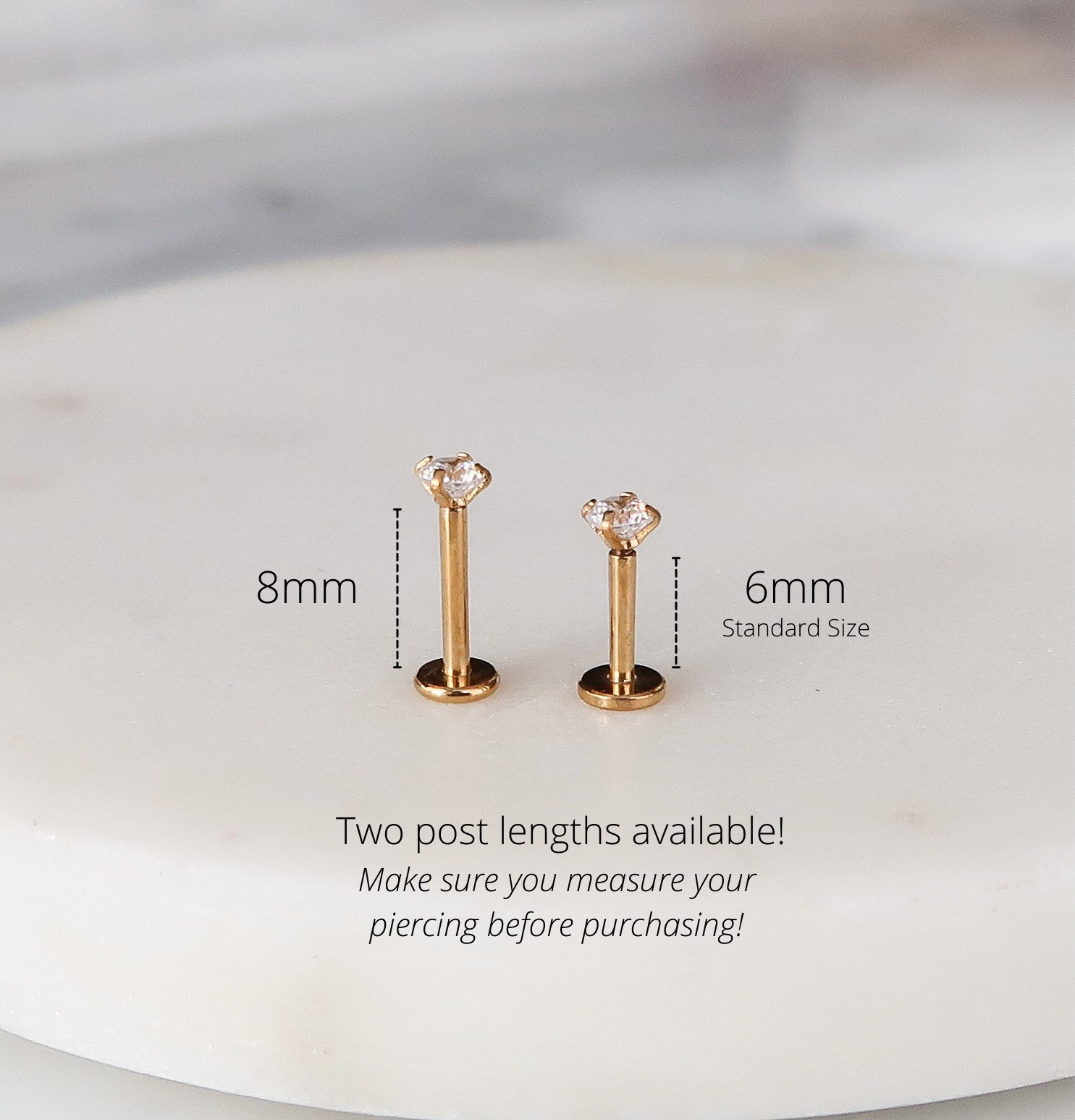 16g Diamond Flat Backs Labret Stud Tragus Stud Lobe Stud | Etsy