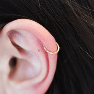 Dainty Diamond Cartilage Hoop/sleeper, Gold or Silver Huggie, Conch ...