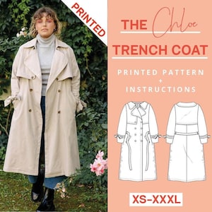 Trench Coat Printed Sewing Pattern | Xs-xxxl | Paper Pattern | Coat Pattern Jacket | Sewing ...
