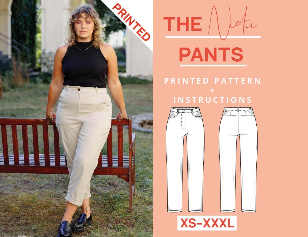 Cigarette Pants Printed Sewing Pattern | Xs-xxxl | Paper Pattern ...