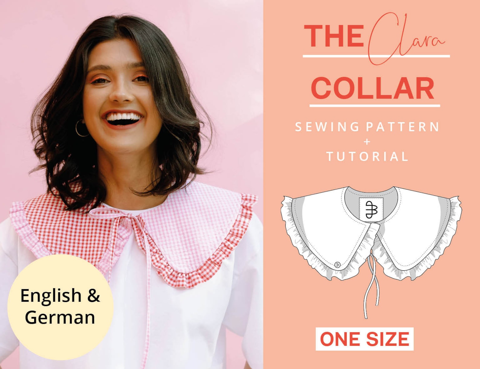 Collar Sewing Pattern PDF Collar With Ruffles and Bow, Easy Pattern for ...