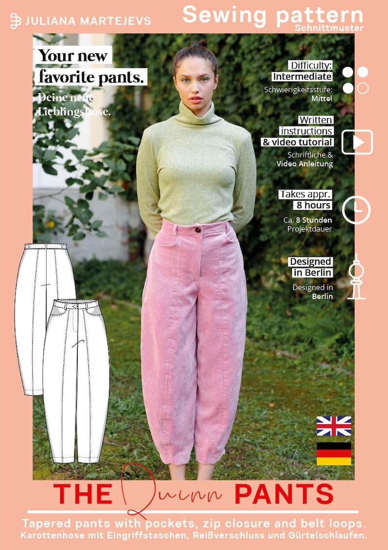 Tapered Pants Sewing Pattern PDF | Xs-xxxl| Instant Download | Beginner ...
