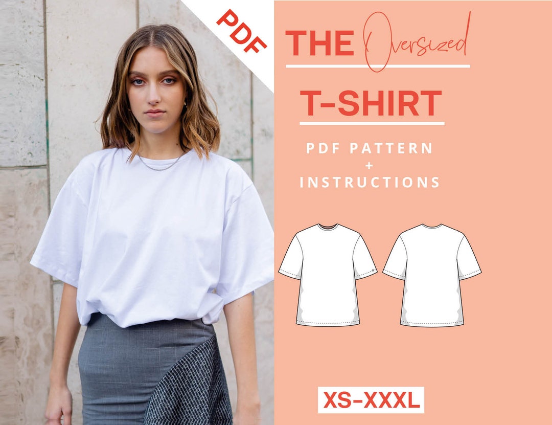 Oversized T-shirt Sewing Pattern PDF Jersey Tshirt | XS-XXXL | Instant ...