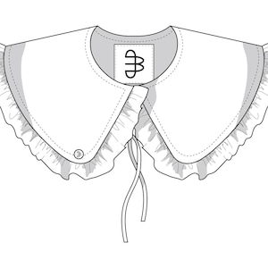 Collar Sewing Pattern PDF Collar With Ruffles and Bow, Easy Pattern for ...