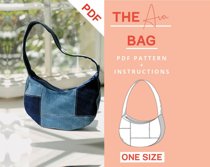Patchwork Bag Sewing Pattern PDF | Instant Download | Denim Bag Jeans ...
