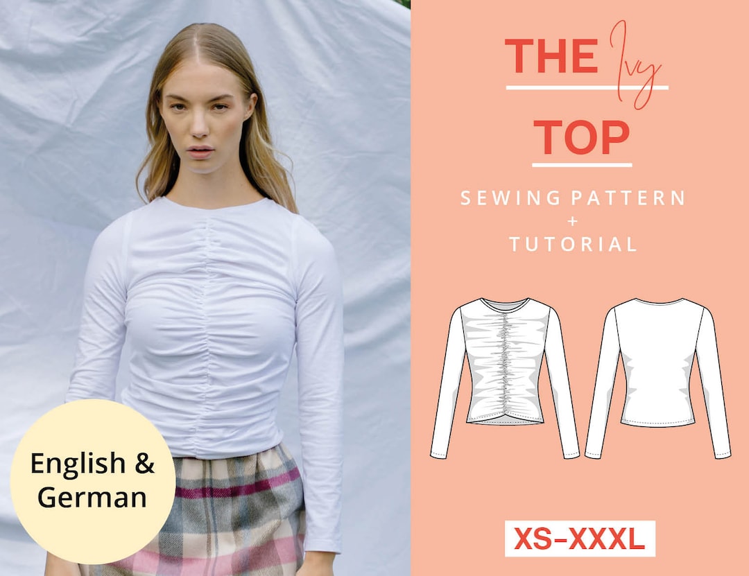 Jersey Longsleeve Sewing Pattern Top With Ruffles | XS-XXXL | Instant ...