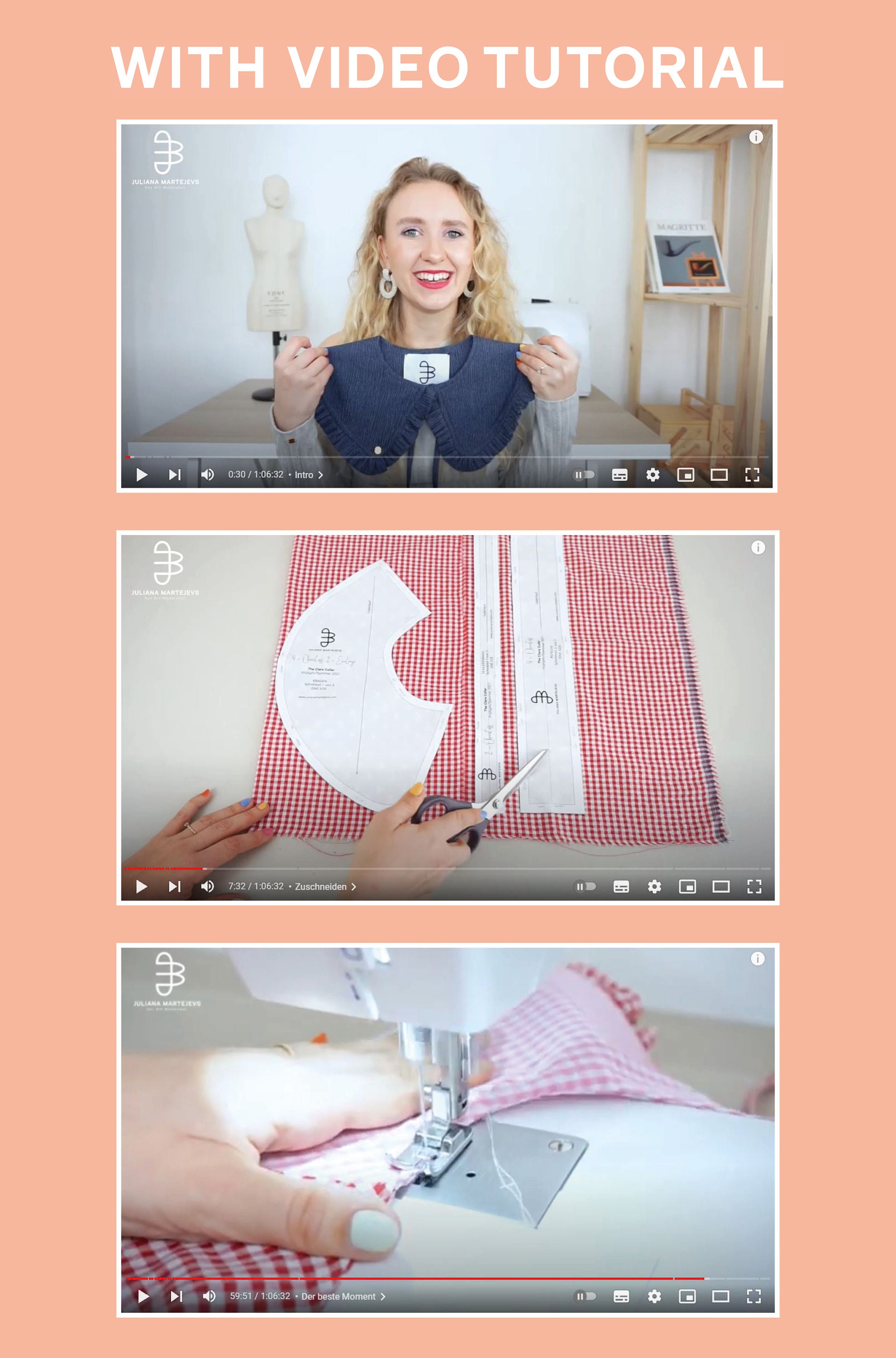Collar Sewing Pattern PDF Collar With Ruffles and Bow, Easy Pattern for ...