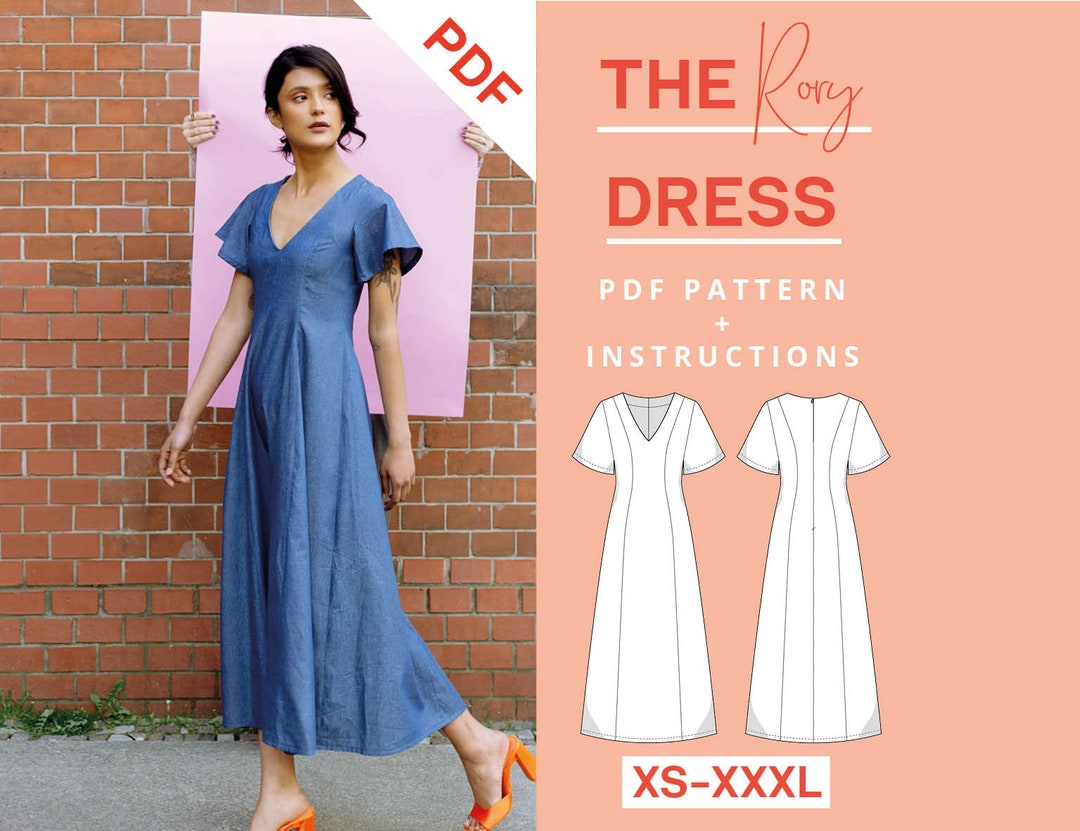 Midi Dress Sewing Pattern A Line Dress | XS-XXXL | Instant Download ...