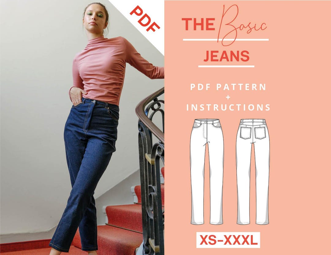 Classic Jeans Sewing Pattern With Straight Leg for Ladies | Sizes XS ...