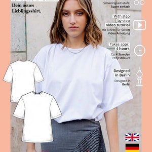 Oversized T-shirt Sewing Pattern PDF Jersey Tshirt XS-XXXL Instant ...