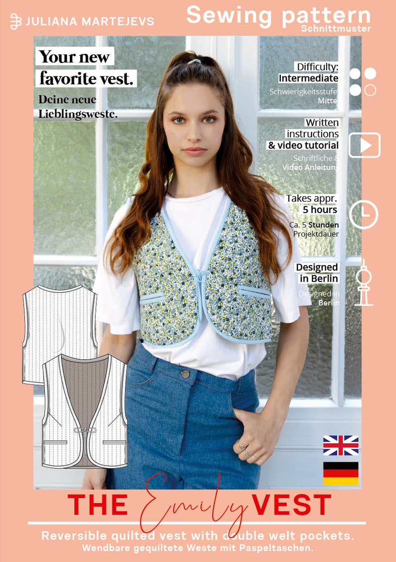 Quilted Vest Sewing Pattern PDF Reversible Vest Pattern Xs-xxxl With ...