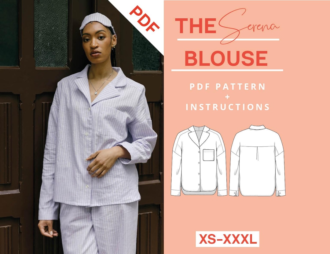 Pyjama Blouse Sewing Pattern PDF | Xs-xxxl | Instant Download | Pajama ...
