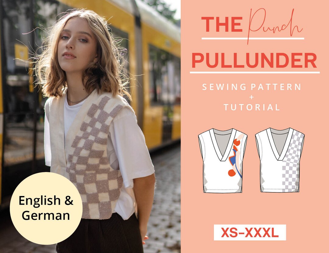 Slipover Sewing Pattern Gilet Vest Punch Needle Beginner | XS-XXXL ...