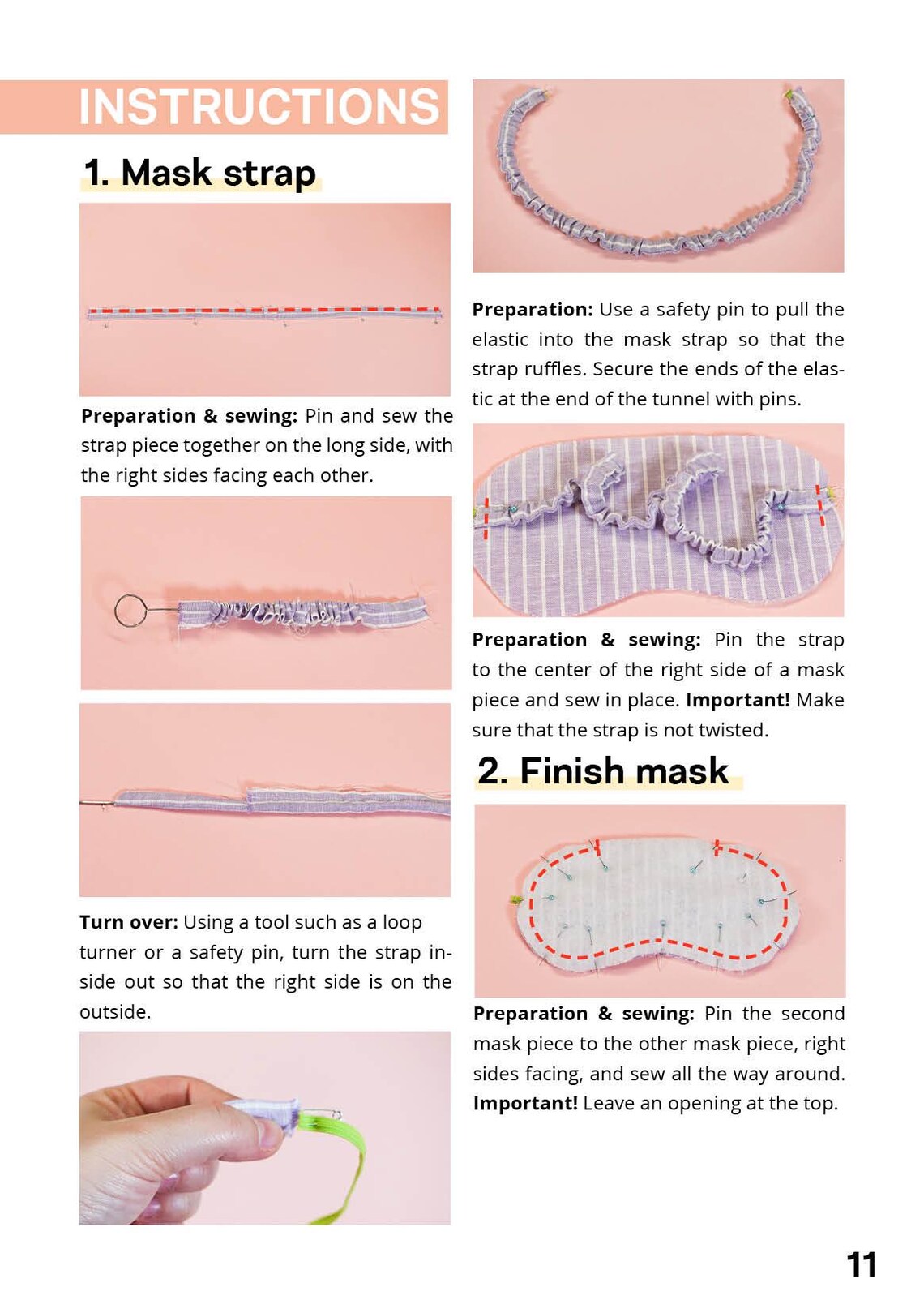 Sleep Mask Sewing Pattern PDF | Instant Download | Sleeping Mask ...