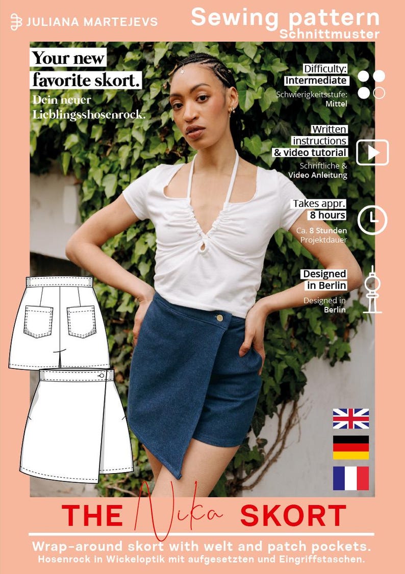 Skort Sewing Pattern PDF XS-XXXL Short Skirt and Short Pants in One ...