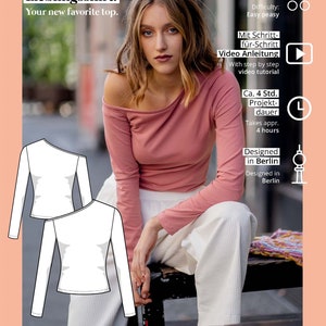 Asymmetric Top Sewing Pattern PDF Jersey Top Pattern | XS-XXXL ...