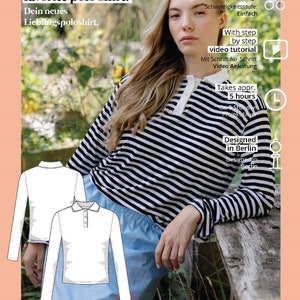 Women's Polo Shirt Sewing Pattern PDF, XS-XXXL, Easy With Video ...