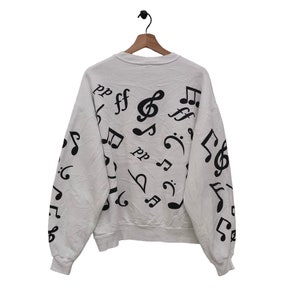 90s Music Note Symbol Crewneck Sweatshirt Large Vintage Jerzees Sweater ...