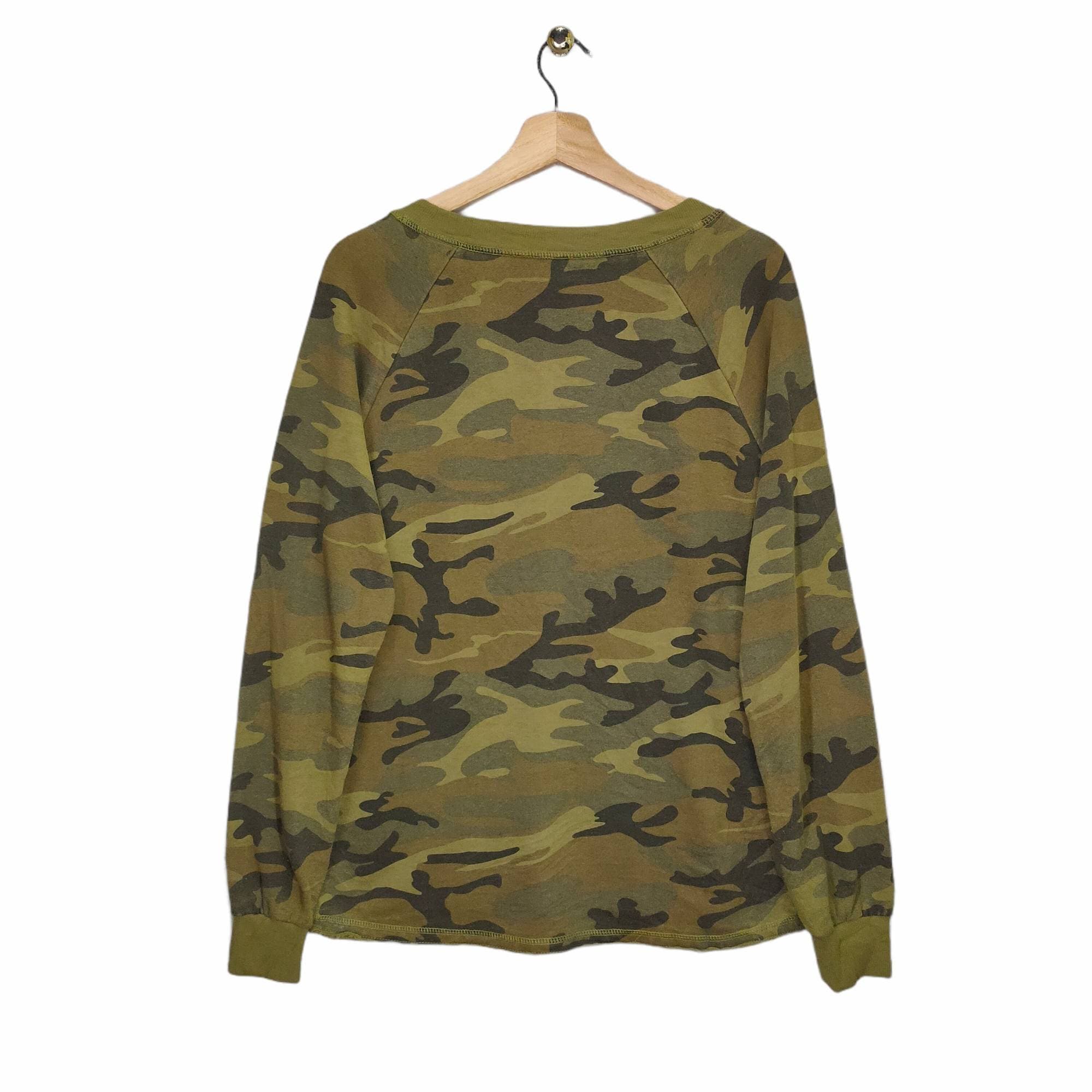 Camo Pullover Raglan Medium Vintage Alternative Langarm Top Tee ...