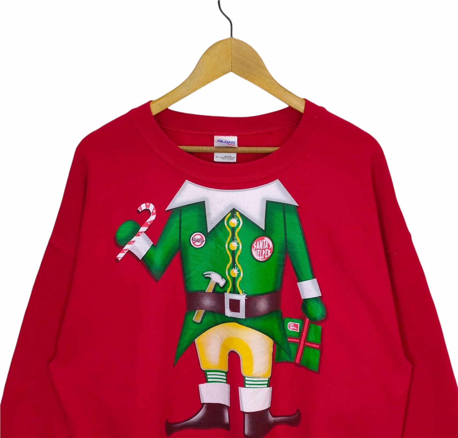 Y2K Christmas Sweatshirt X-large Vintage Santa Helper Sweater Jumper ...