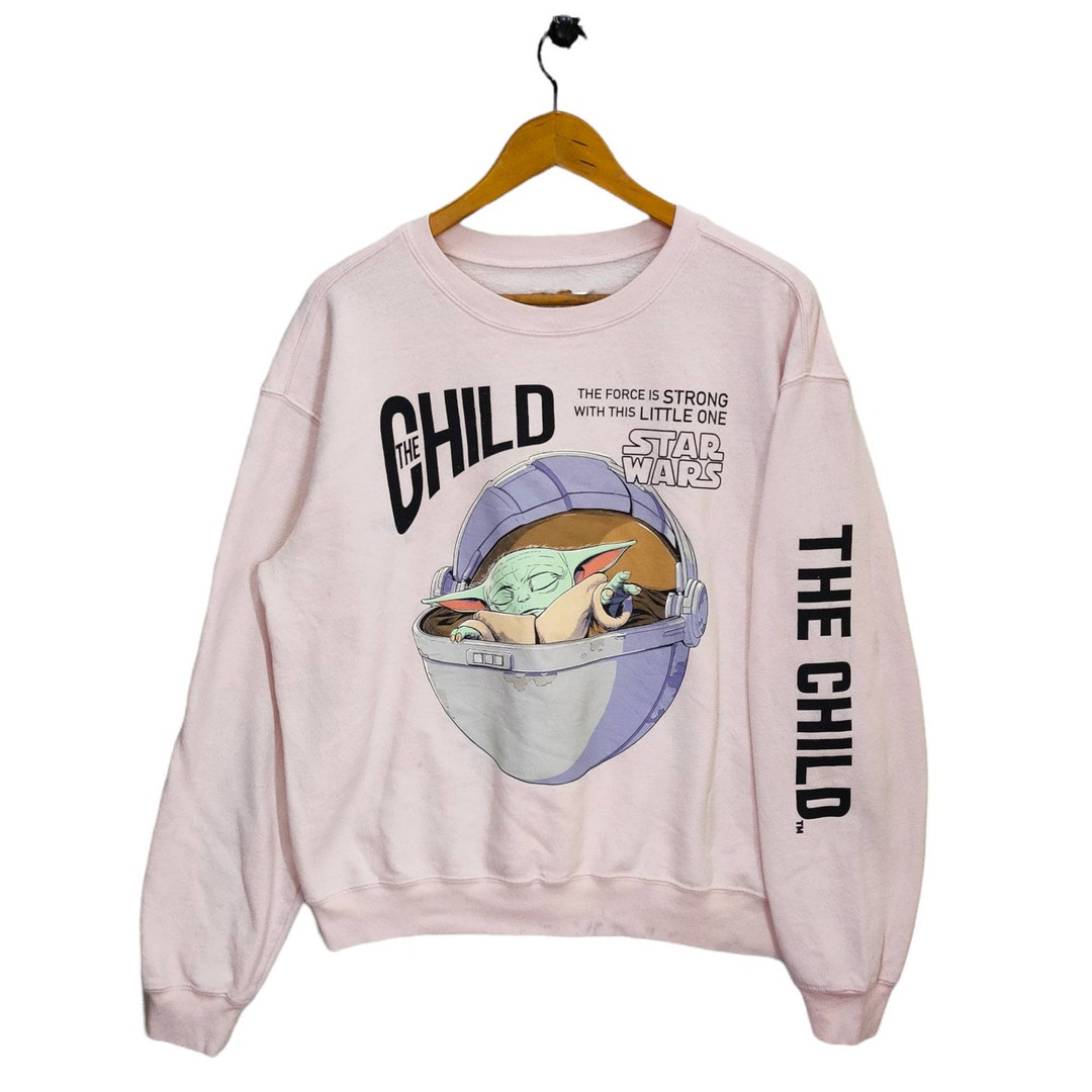 The Child Star Wars Baby Yoda Pink Sweater Large Vintage Star Wars Sweatshirt Jumper Pullover ...