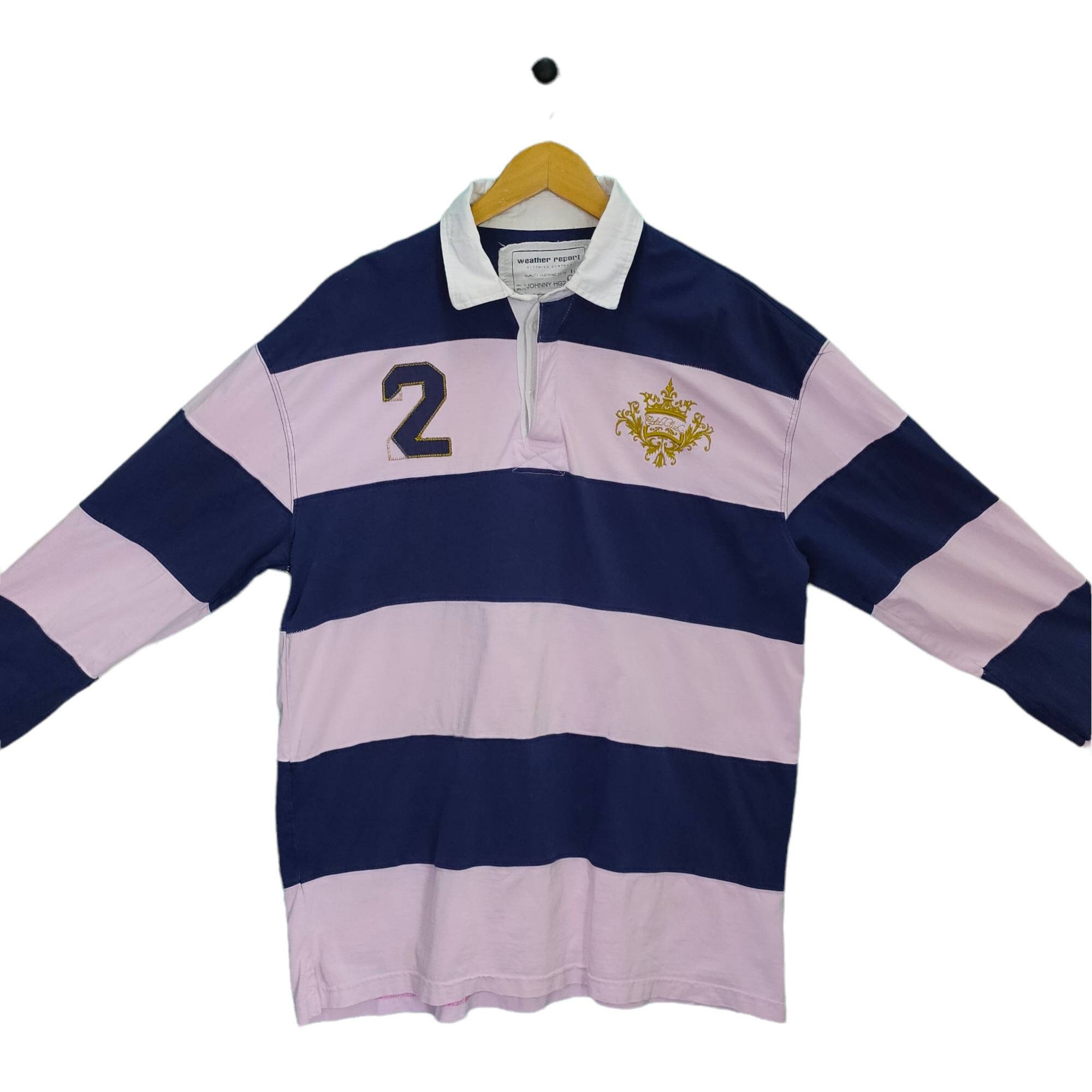 90s Weather Report Polo Shirt, Vintage Rugby, Classic Striped Shirt ...