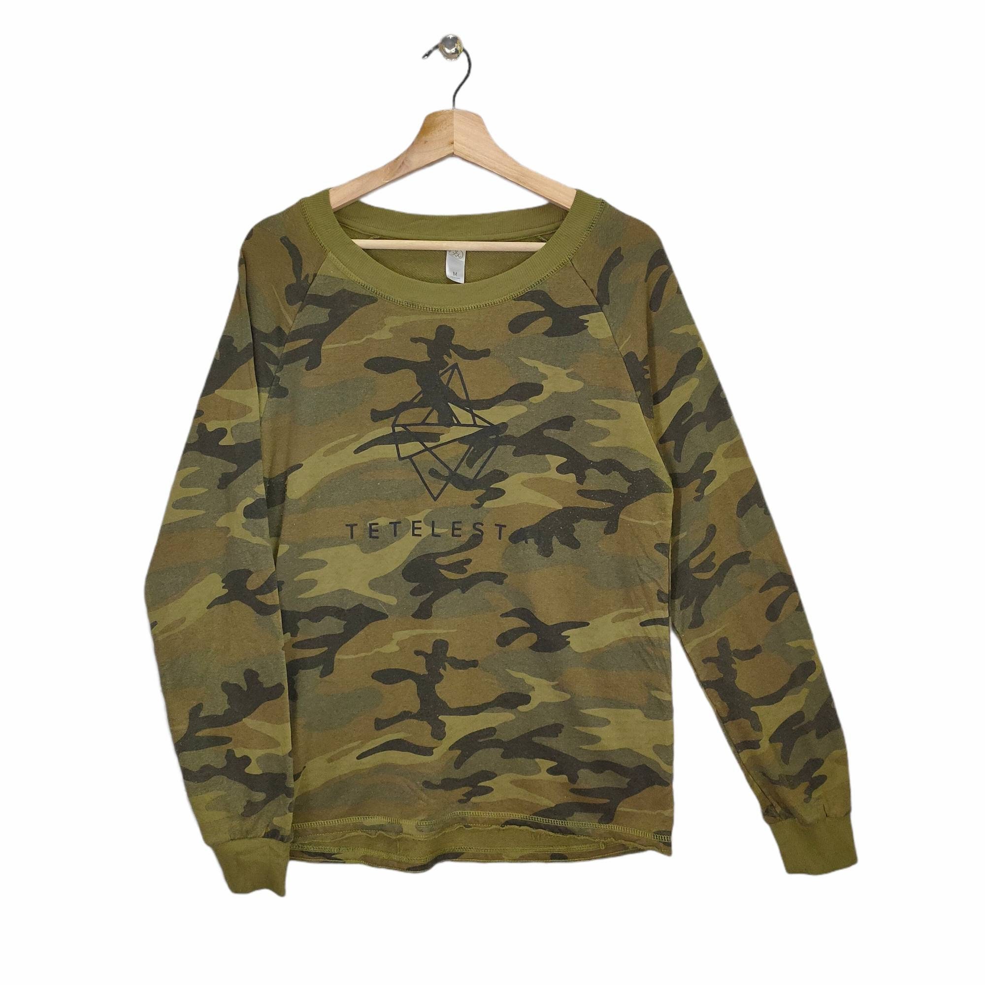 Camo Pullover Raglan Medium Vintage Alternative Langarm Top Tee ...