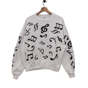 90s Music Note Symbol Crewneck Sweatshirt Large Vintage Jerzees Sweater ...
