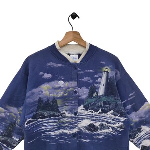 90s Artisans Sunschein Cardigan Sweater Vintage Lighthouse Sweatshirt ...