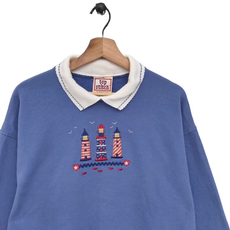 90s Top Stitch by Morning Sun Collared Sweatshirt Large Vintage ...