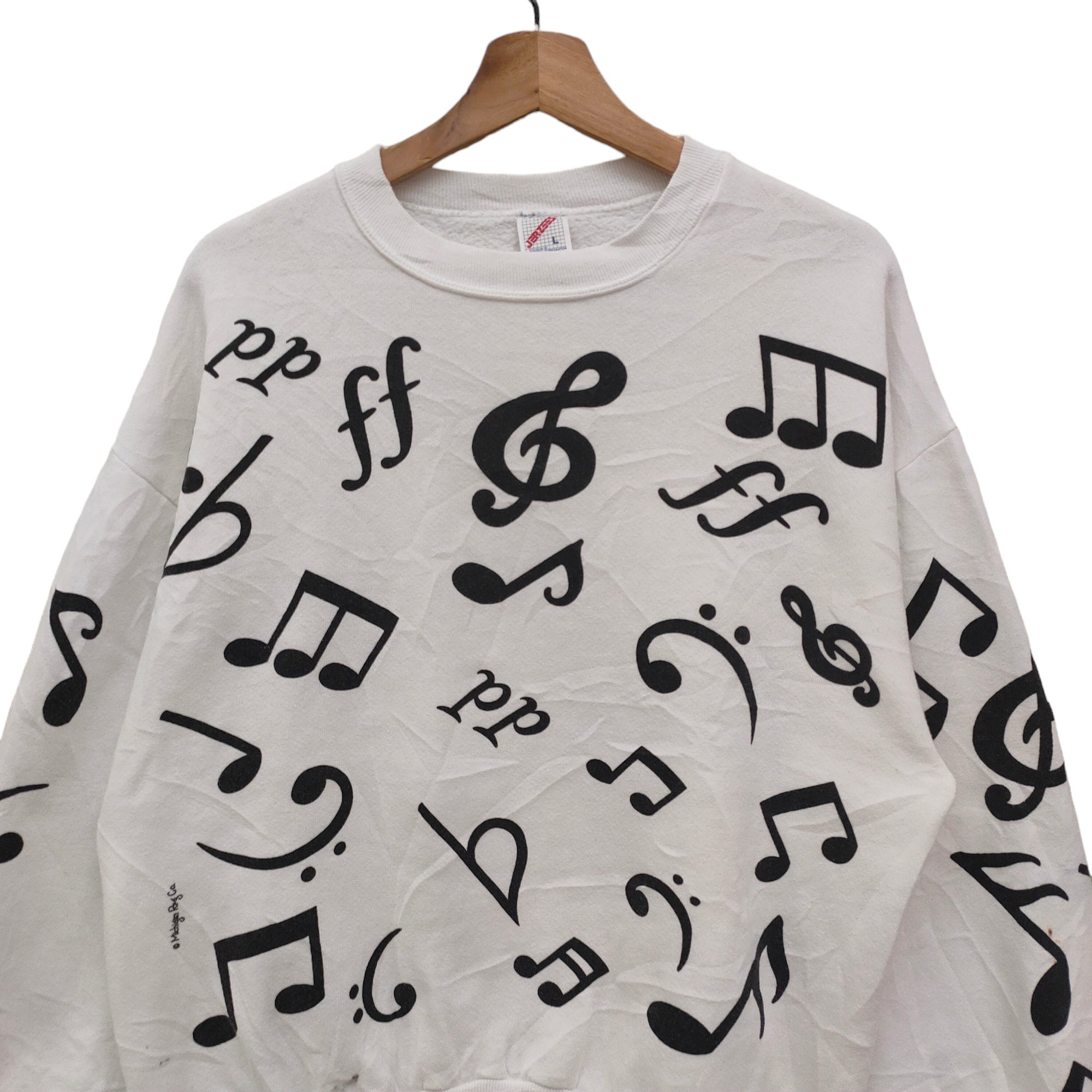 90s Music Note Symbol Crewneck Sweatshirt Large Vintage Jerzees Sweater ...
