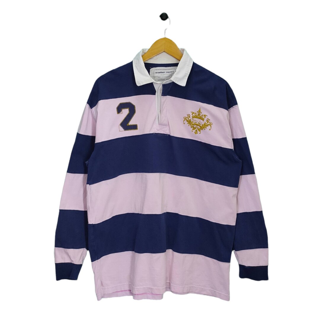 90s Weather Report Polo Shirt, Vintage Rugby, Classic Striped Shirt ...