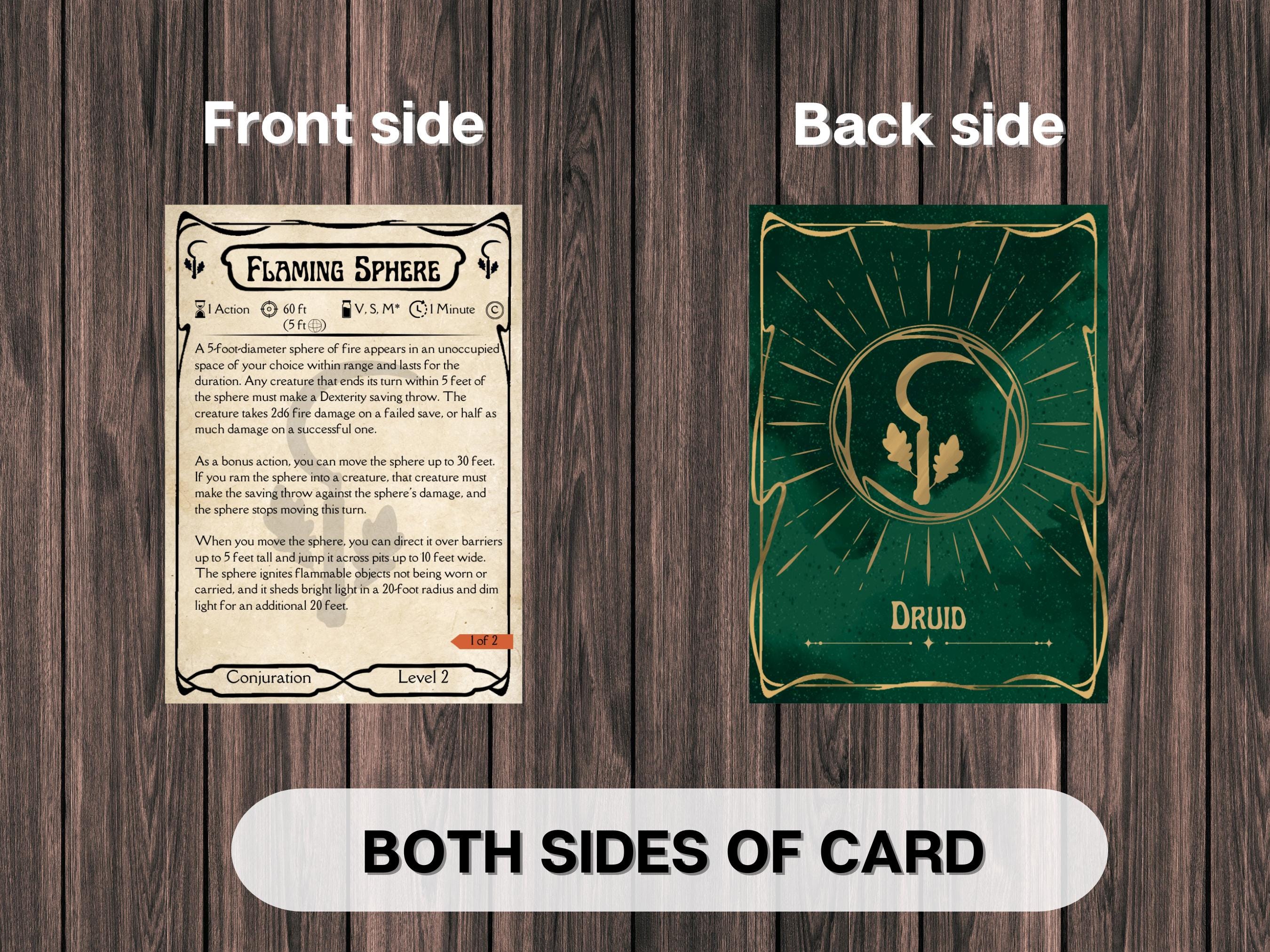Dnd Druid Spell Cards, Dungeons and Dragons Printable, D&D 5E 2014 All ...